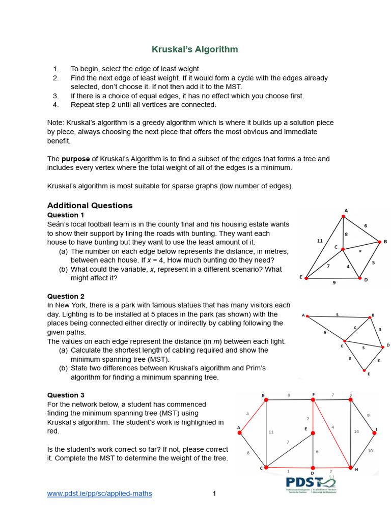 Kruskal's Algorithms | PDF