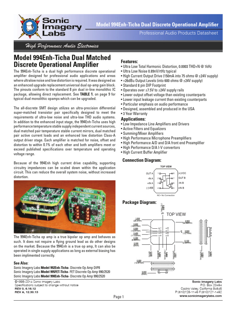 994enh DiscreteOpAmp Datasheet Compressed | PDF
