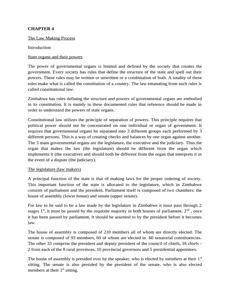 Chapter 4-The Law Making Process | PDF