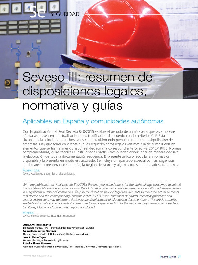 Seveso III Seguridad | PDF | Química | Tecnología