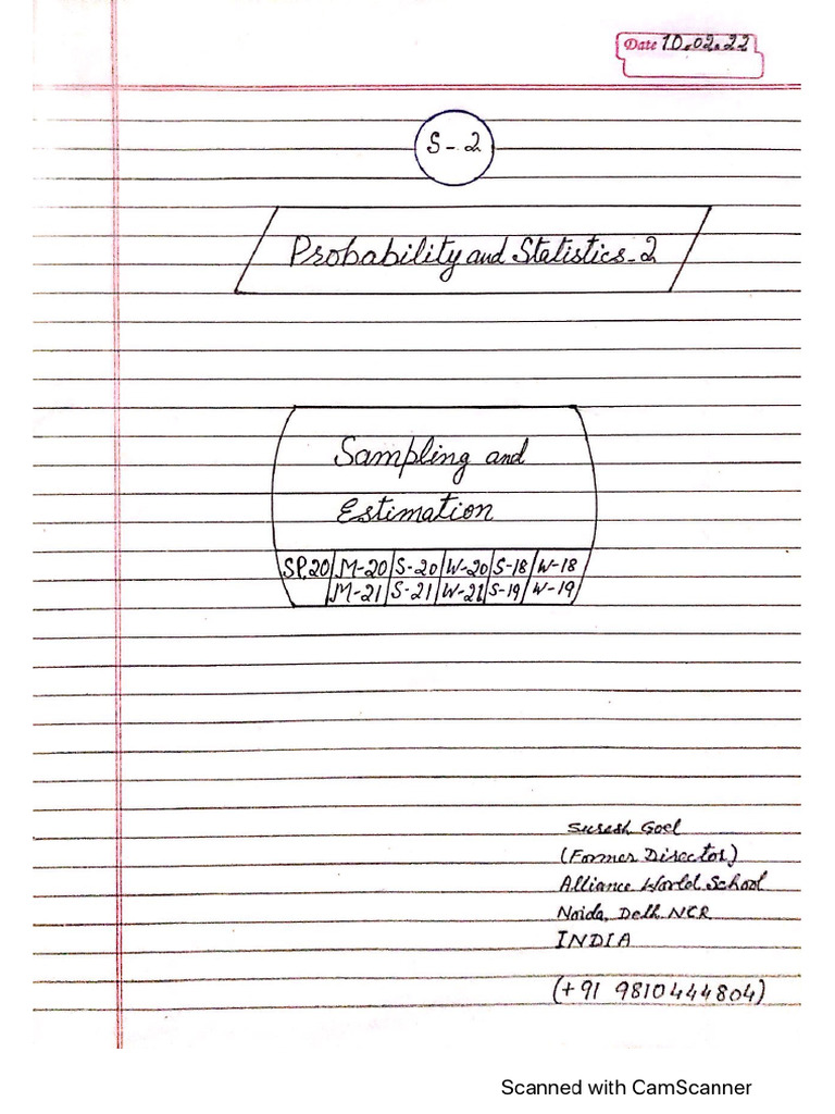 S2 Sampling And Estimation Notes And Revision Pdf