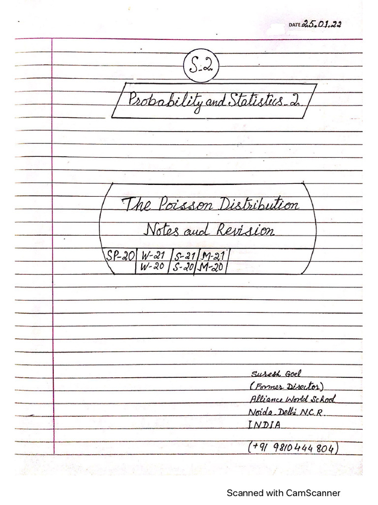 S2-The Poisson Distribution - Notes and Revision | PDF