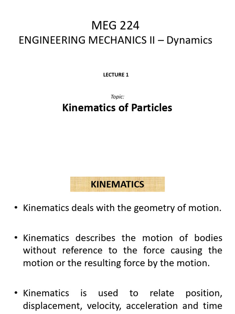 MEG 224 Engineering Mechanics II Dynamics | PDF