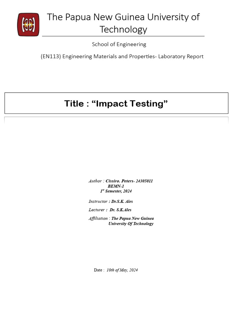 Impact Testing Lab Report | PDF