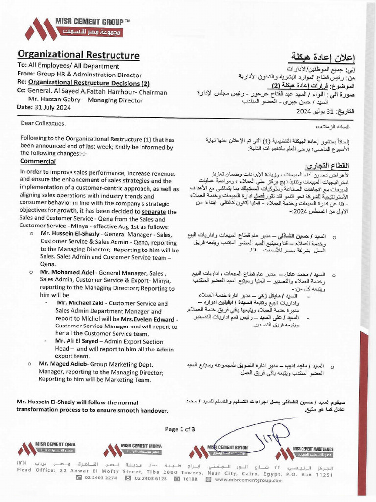 Organizational Restructure 2. | PDF