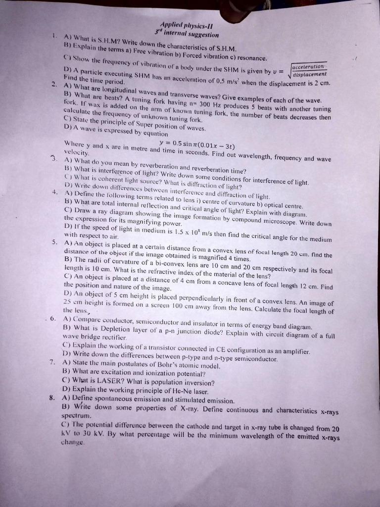 3RD Internal Physics Suggestions | PDF