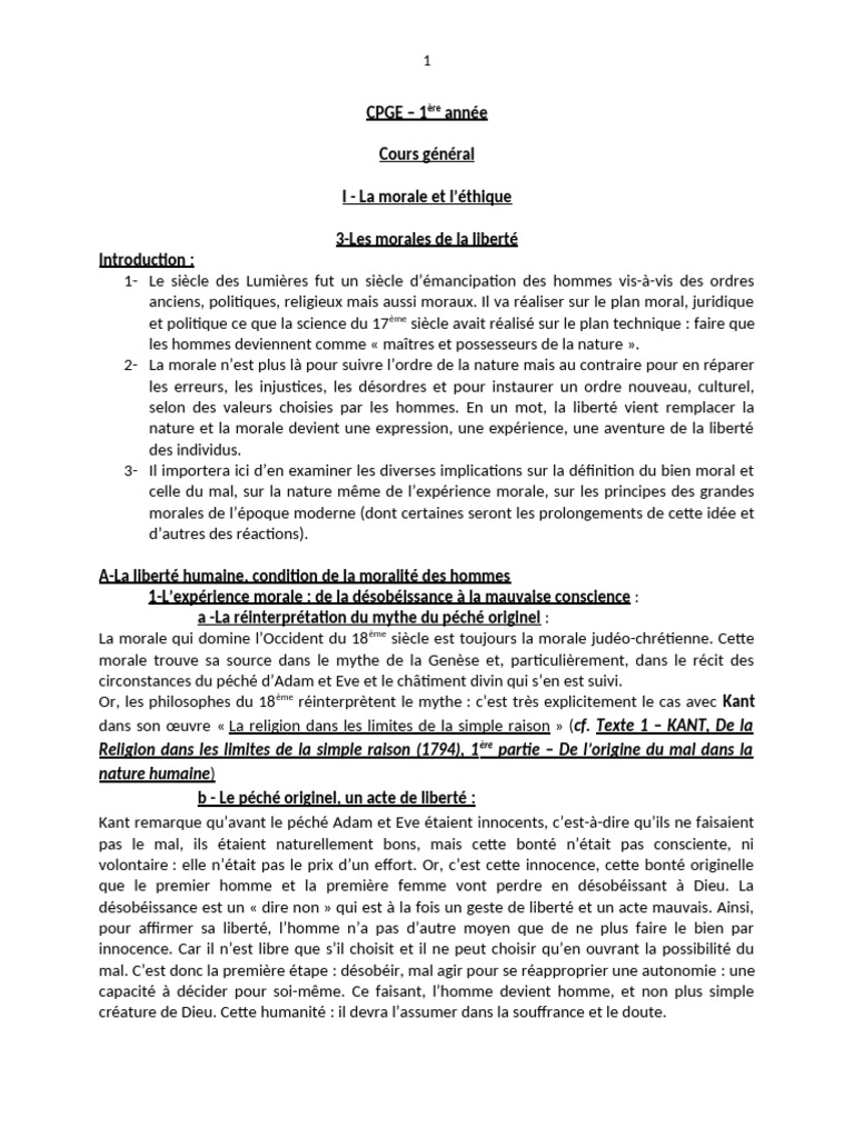 Étude de la morale et liberté humaine | PDF