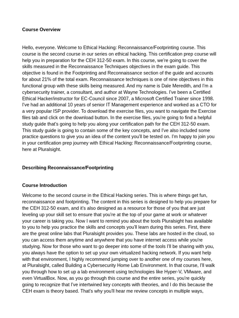 02 - Describing Reconnaissance Footprinting | PDF