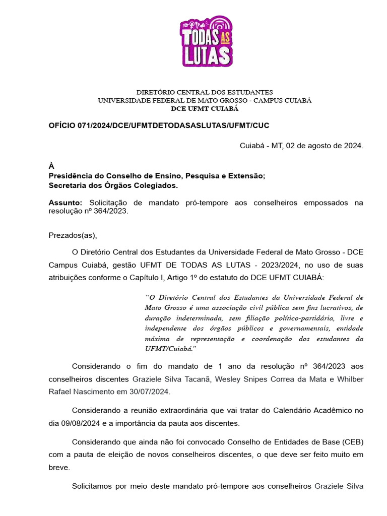 OFICIO 071 DCE CONSEPE Assinado | PDF