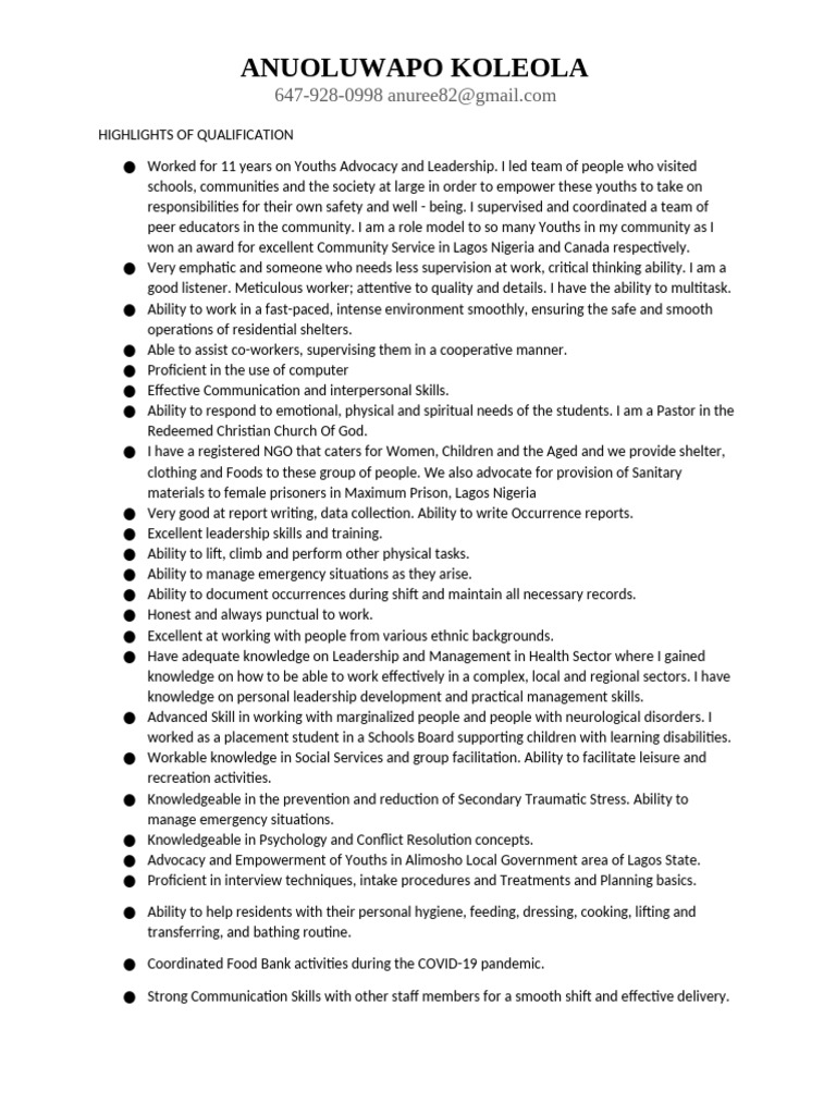 Highlights of Qualification | PDF