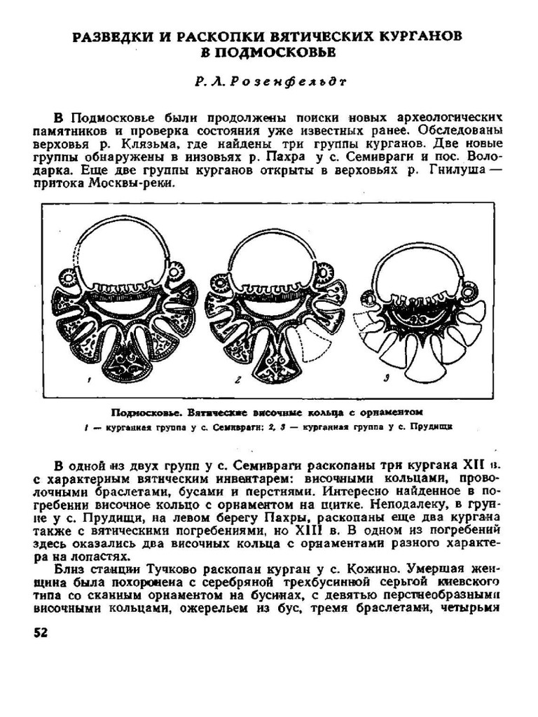Rozenfeldt R L Razvedki I Raskopki Vyatichskikh Kurganov V Podmoskovye ...