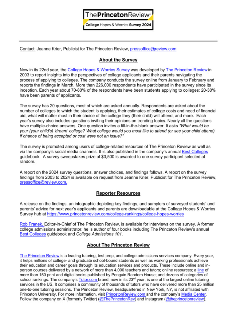 2024 College Hopes Worries Survey Report | PDF