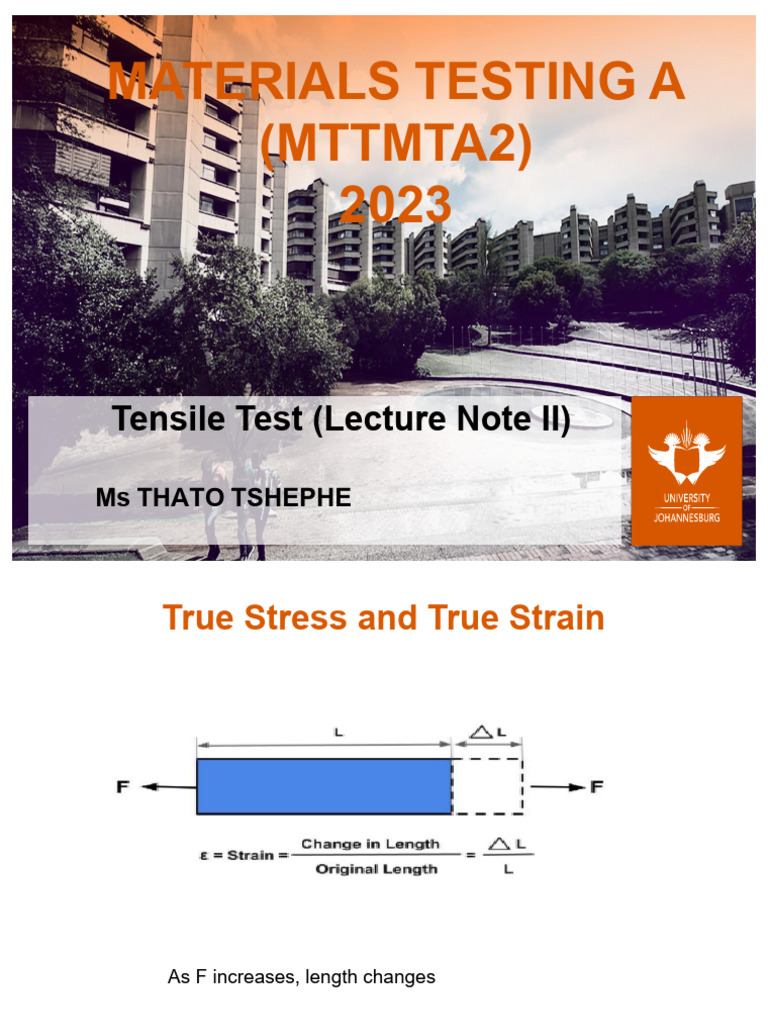 Tensile Test - Lecture Note II | PDF