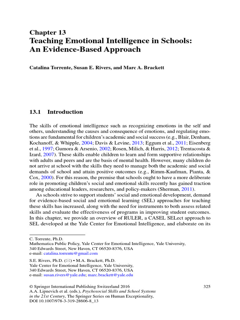 Teaching Emotional Intelligence in Schools | PDF | Emotions | Self ...