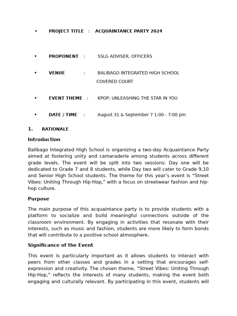 Acquaintance Party Proposal Final | PDF