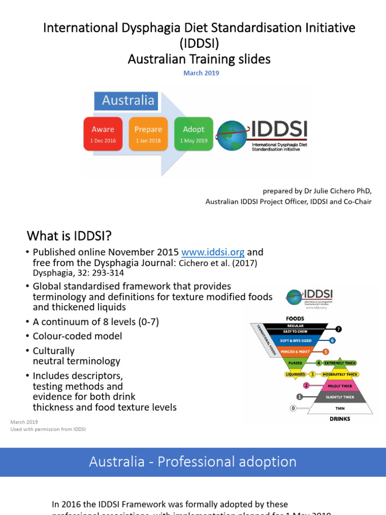 Australia IDDSI Generic Presentation Final 27march2019 | PDF
