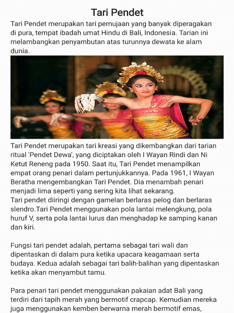 Tari Pendet - Pengertian | PDF