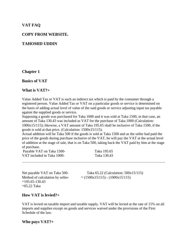 VAT FAQ | PDF