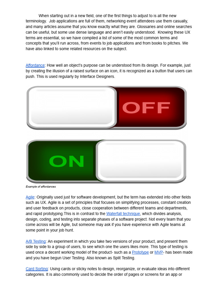 Know Your Terms - Common Words and Acronyms in User Experience Design | PDF