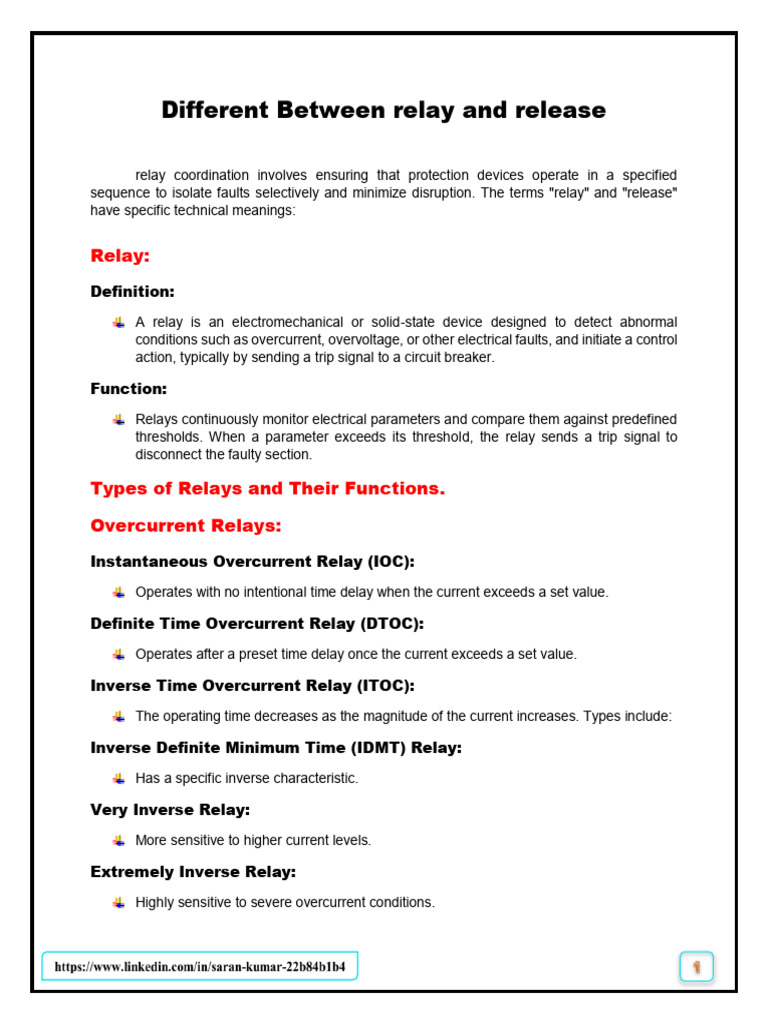 Different Between Relay & Release | PDF