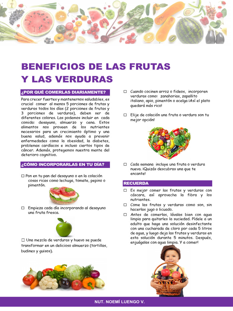 Beneficios de Las Frutas y Las Verduras I | PDF | Vegetales | Salud y ...