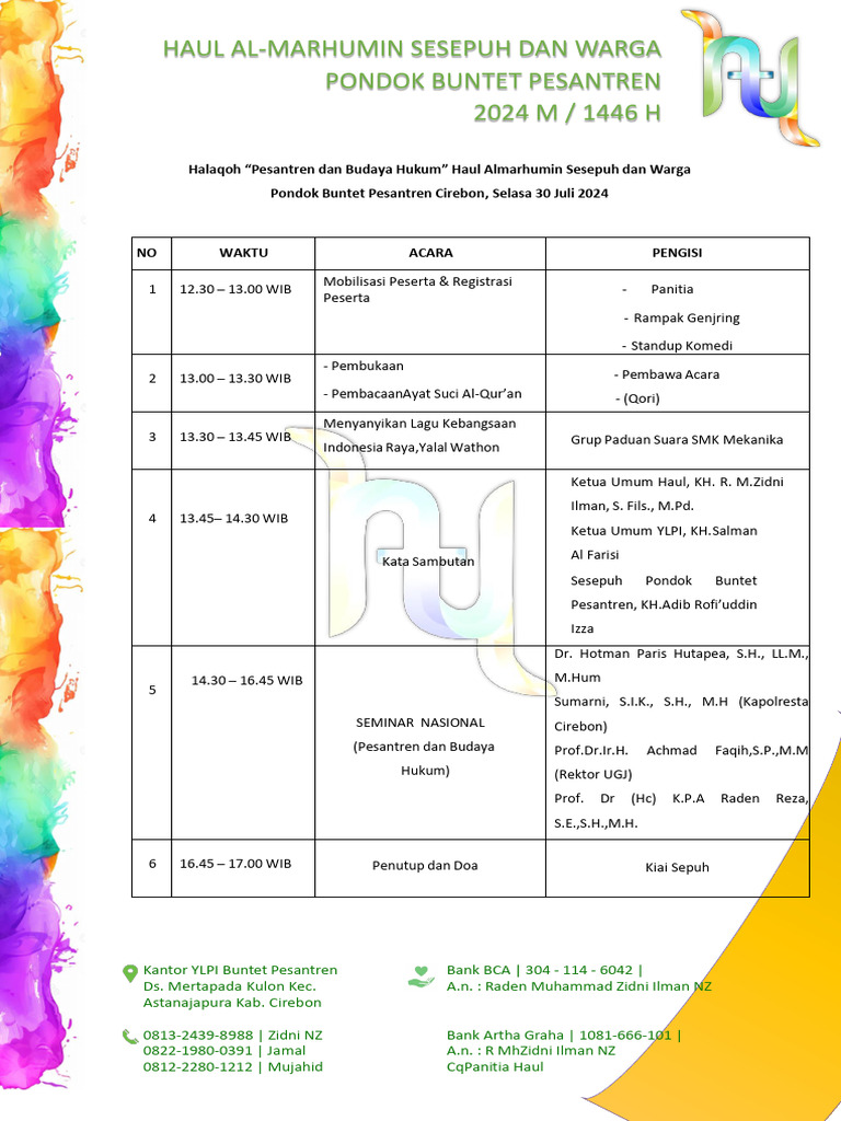 Rundown Rangkaian Acara Haul | PDF