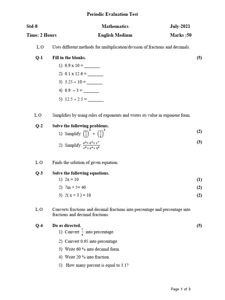 PAT EM Maths 8 July 2021 | PDF