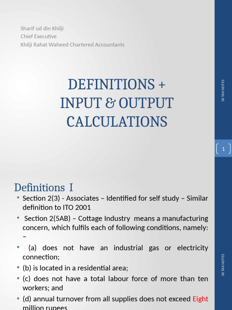 1.definitions, Input & Output Tax | PDF