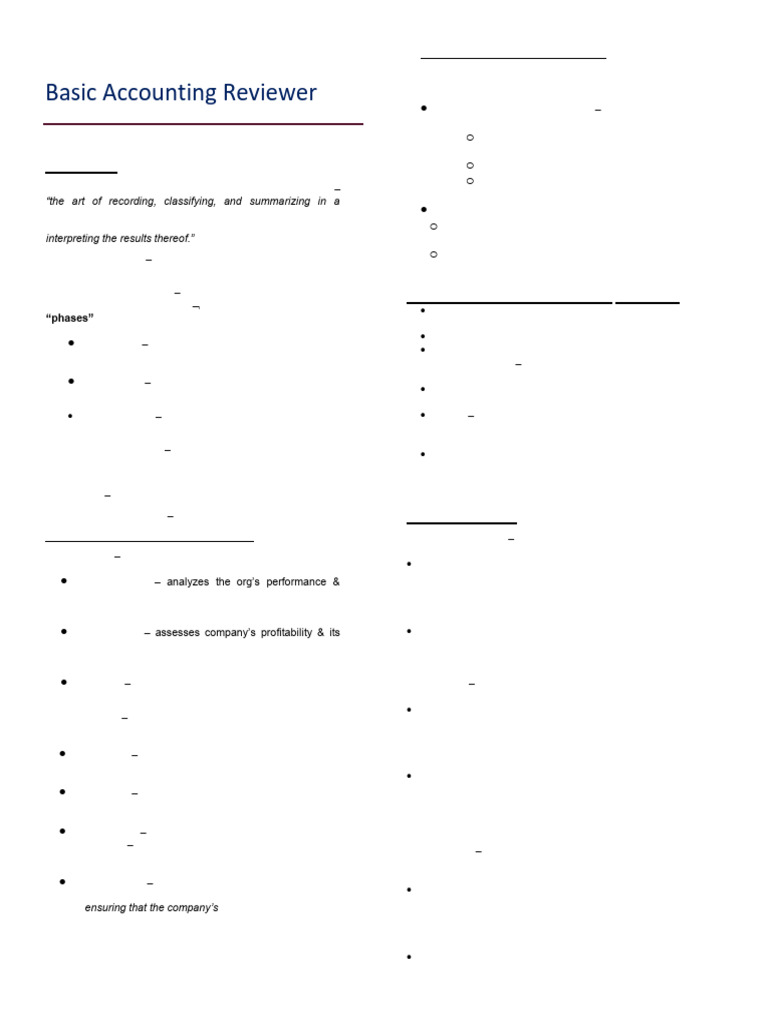 Basic Accounting Reviewer | PDF