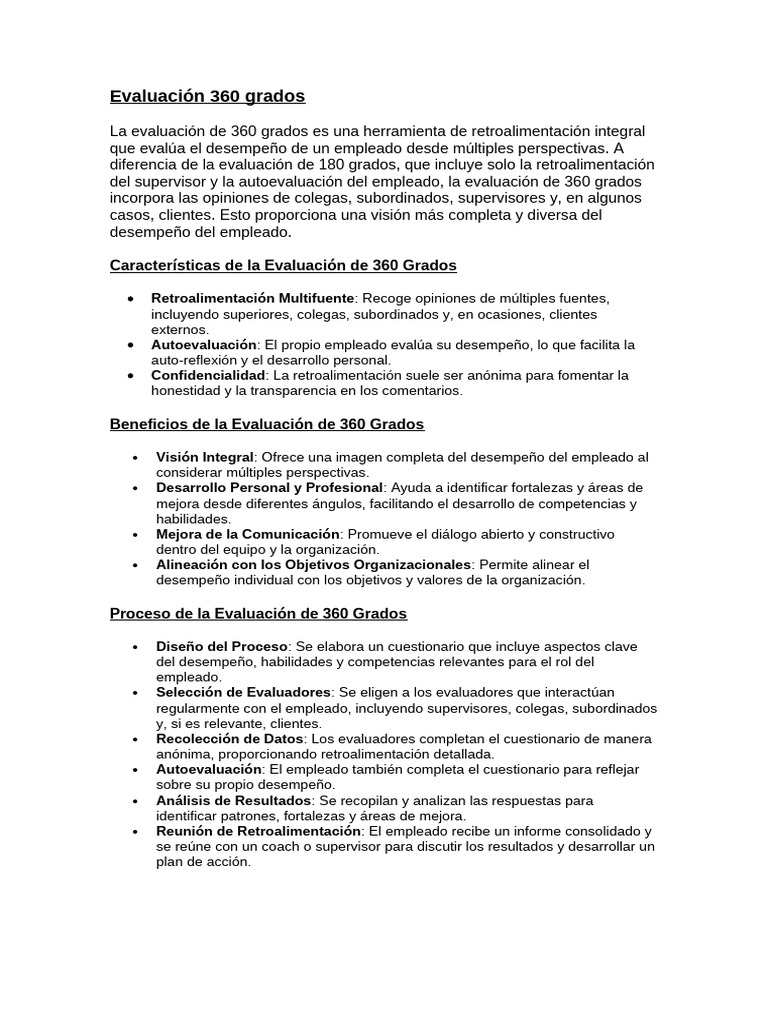 Evaluación 360, 270, 180 grados | PDF