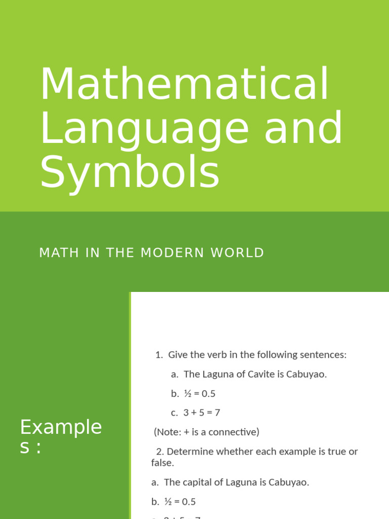 Module 2.1 Mathematical - Language | PDF