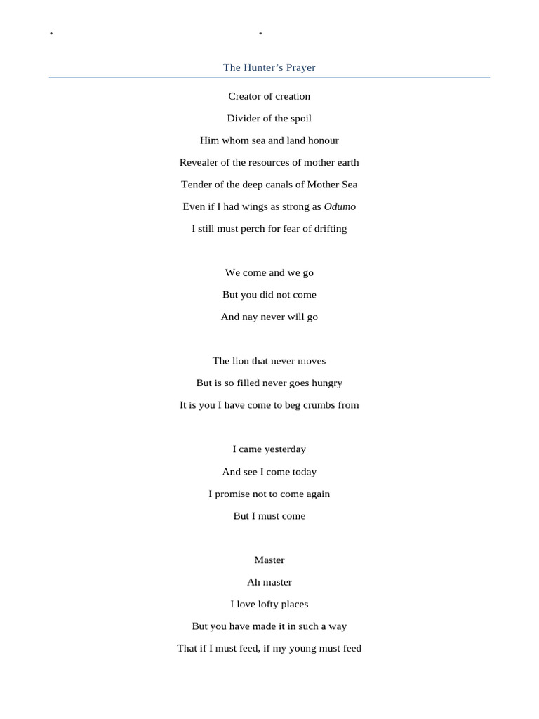 The Hunter's Prayer | PDF