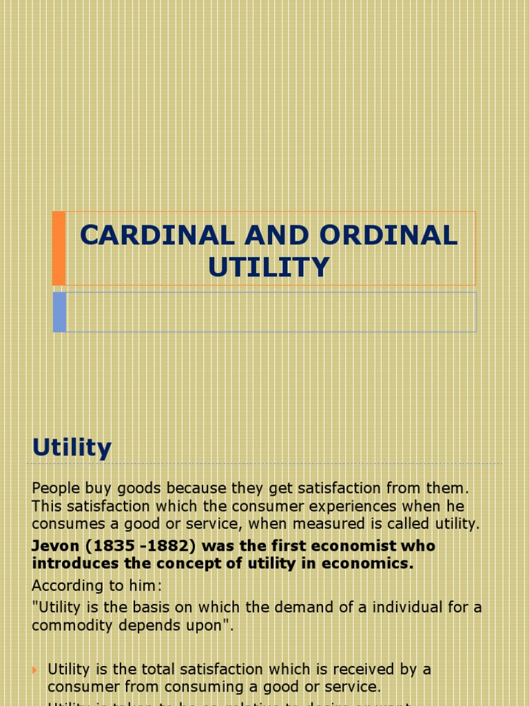 Cardinal and Ordinal Utility | PDF | Utility | Marginal Utility