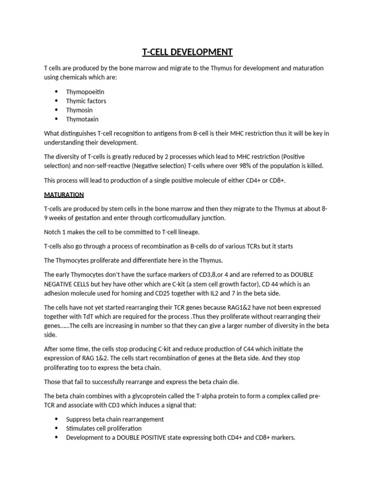 T-cell Dvp and Activation | PDF