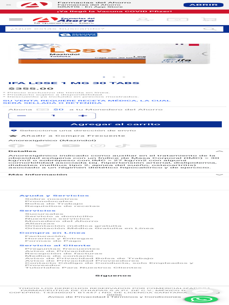 Farmacias Del Ahorro IFA Lose 1 Mg 30 Tabletas… | PDF