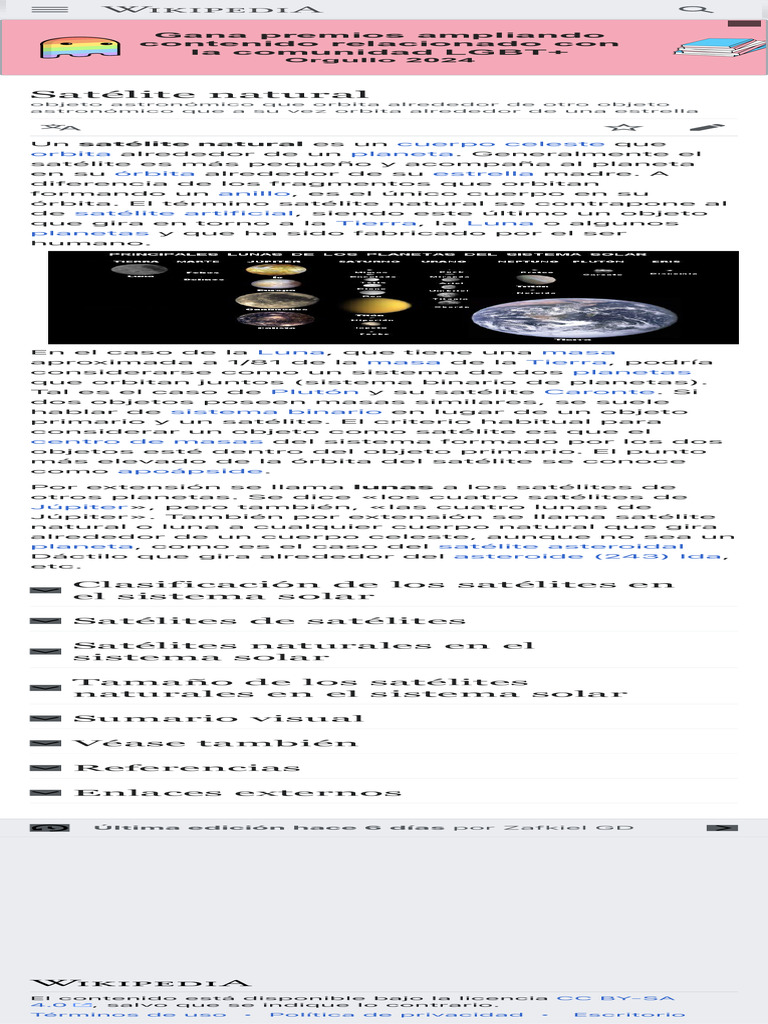 Satélite Natural - Wikipedia, La Enciclopedia Lib | PDF