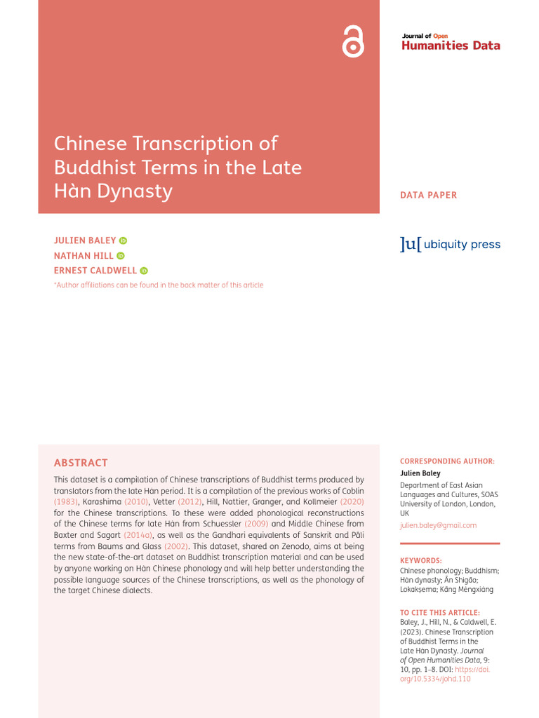 Chinese Transcription of Buddhist Terms | PDF