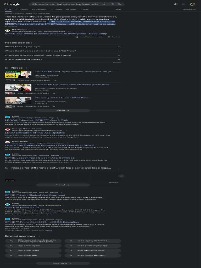 Difference Between Lego Spike and Lego Legacy Spike - Google Search | PDF