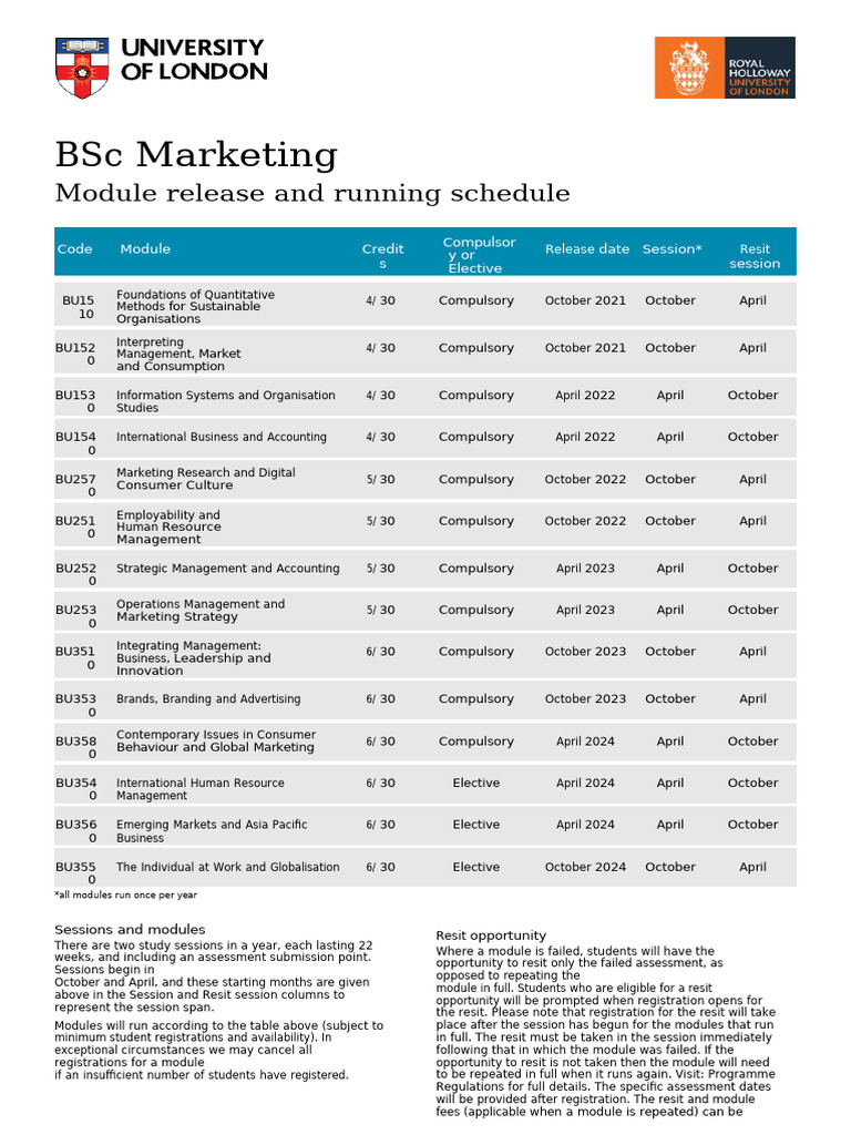 BSC Marketing Module Release Schedule | PDF