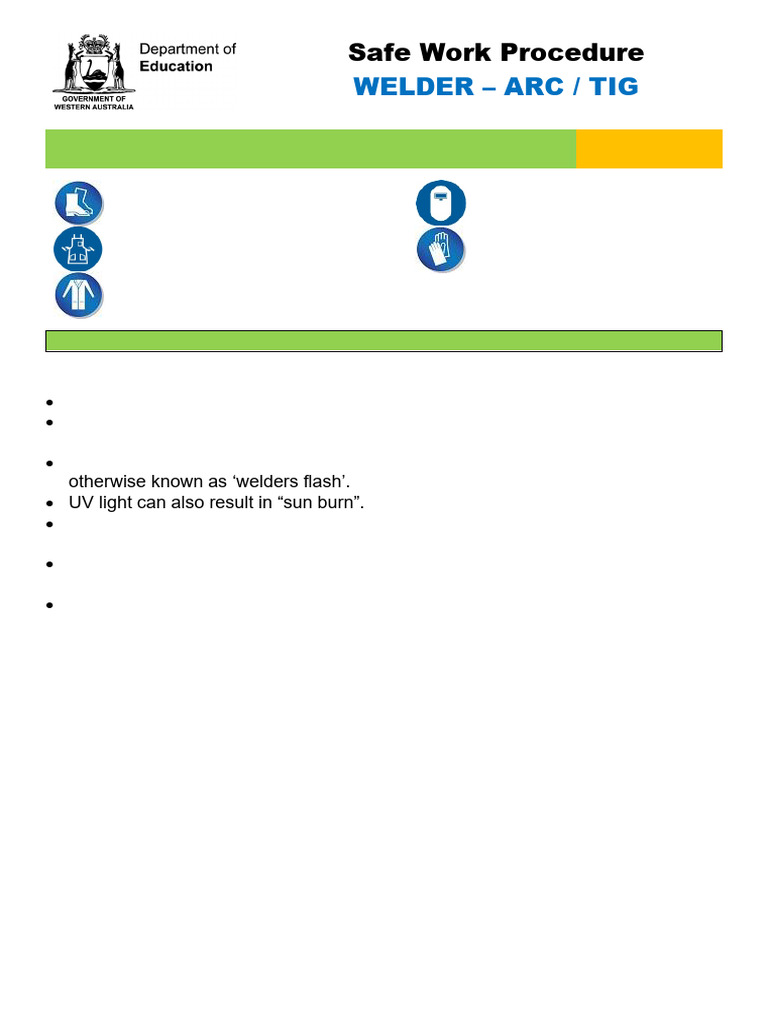 Welder,+ARC+and+TIG+safe+work+procedures | PDF