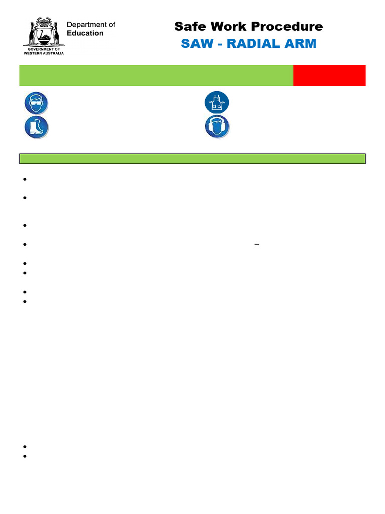 Saw,+radial+arm+safe+work+procedures | PDF