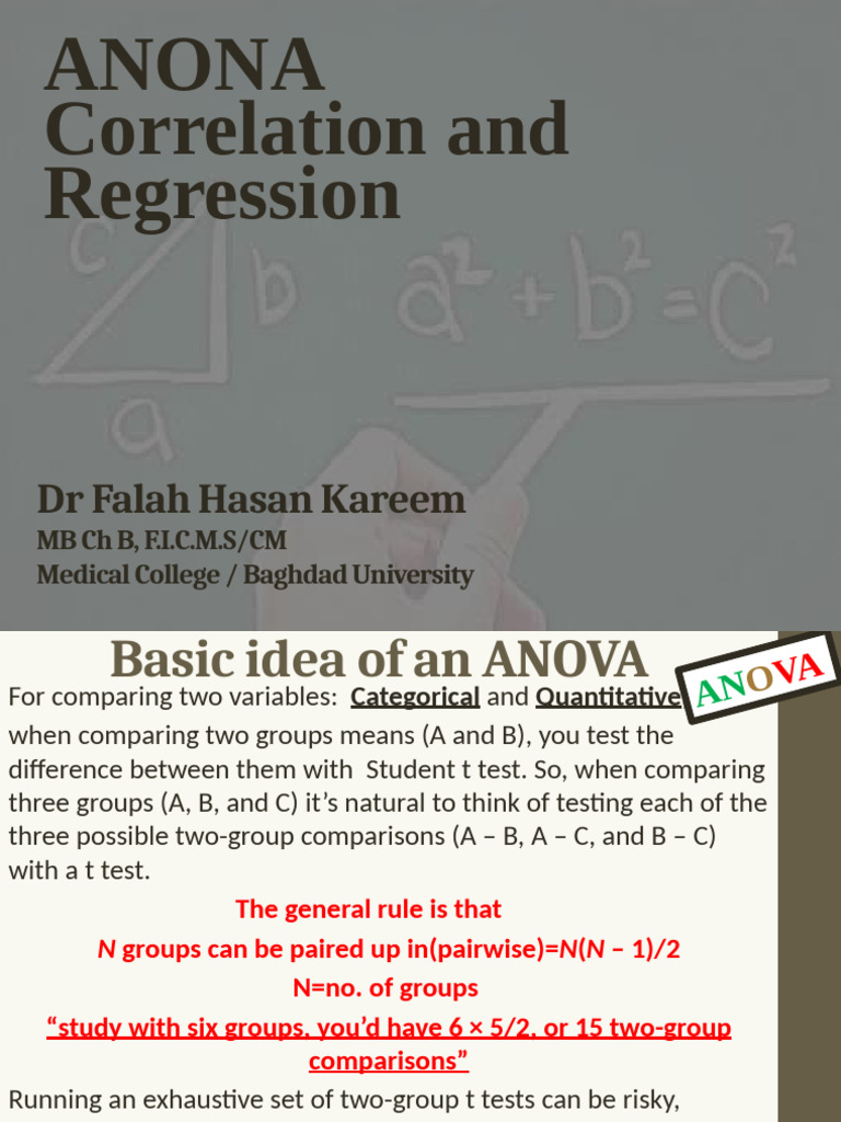 Anona Correlation and Regression: DR Falah Hasan Kareem | PDF