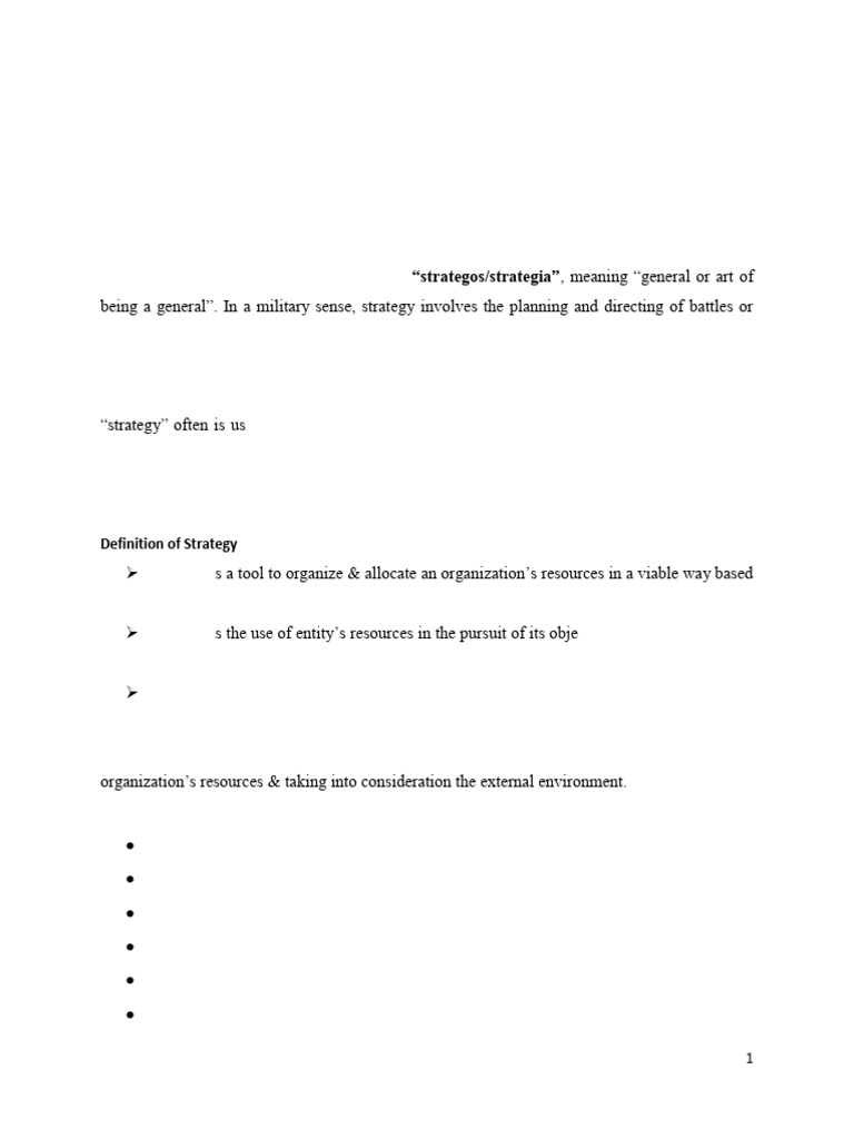 Strategic Management Chapter One | PDF