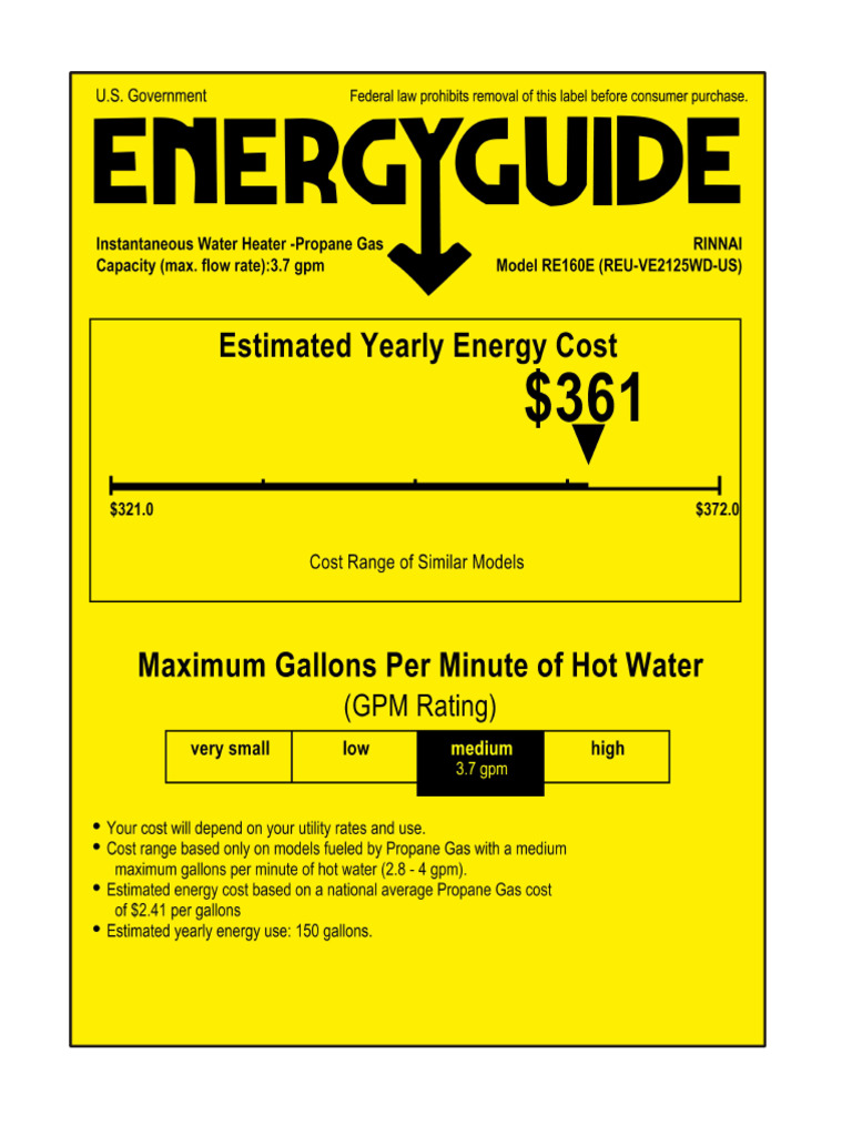 RE160e Energy Guide Label | PDF