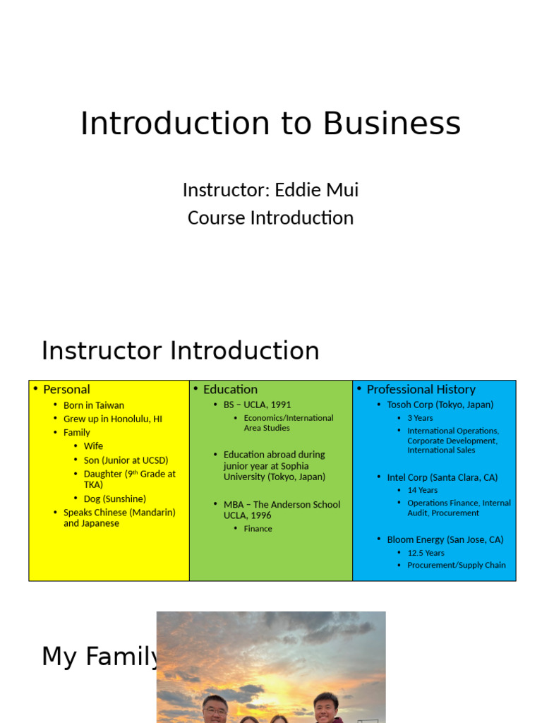 Intro To Business - Course Introduction | PDF
