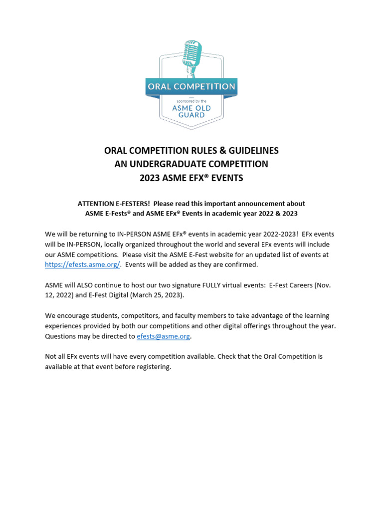 2023 Oral Competition Rules - Final | PDF