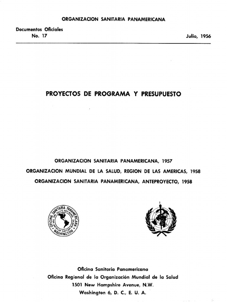 Proyectos de Programa y Presupuesto OPS 1956 | PDF | Presupuesto | Bienestar
