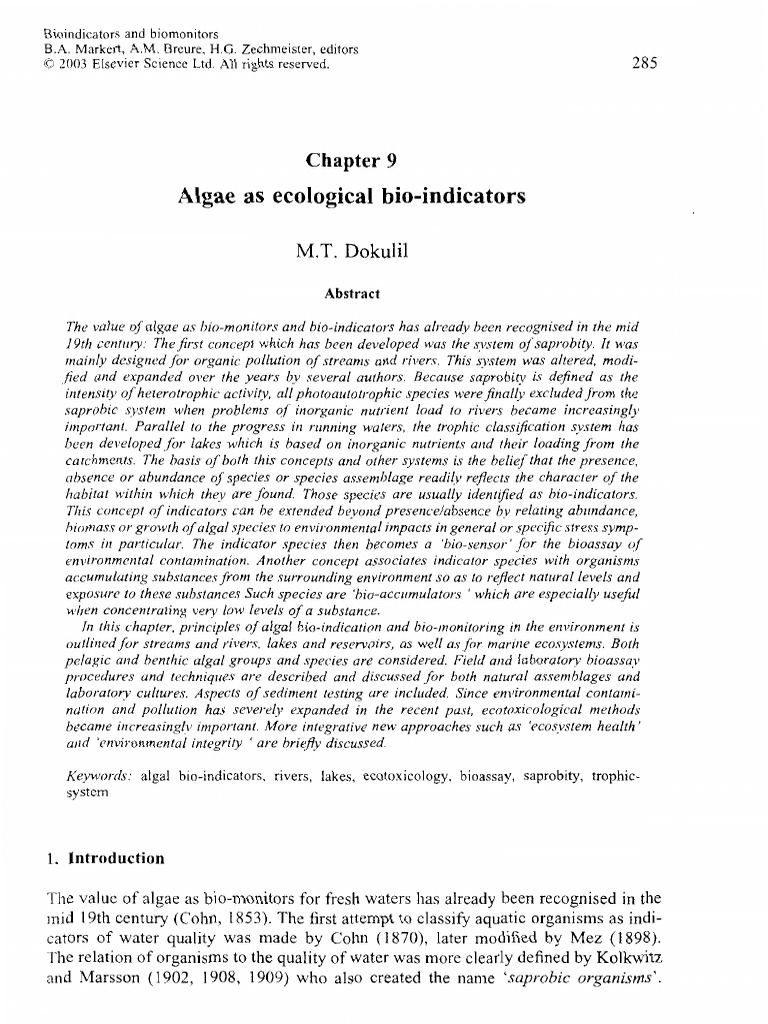 Algae Bioindicators | PDF