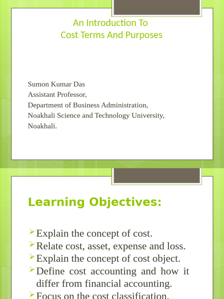 Cost Accounting Lecture-01 | PDF