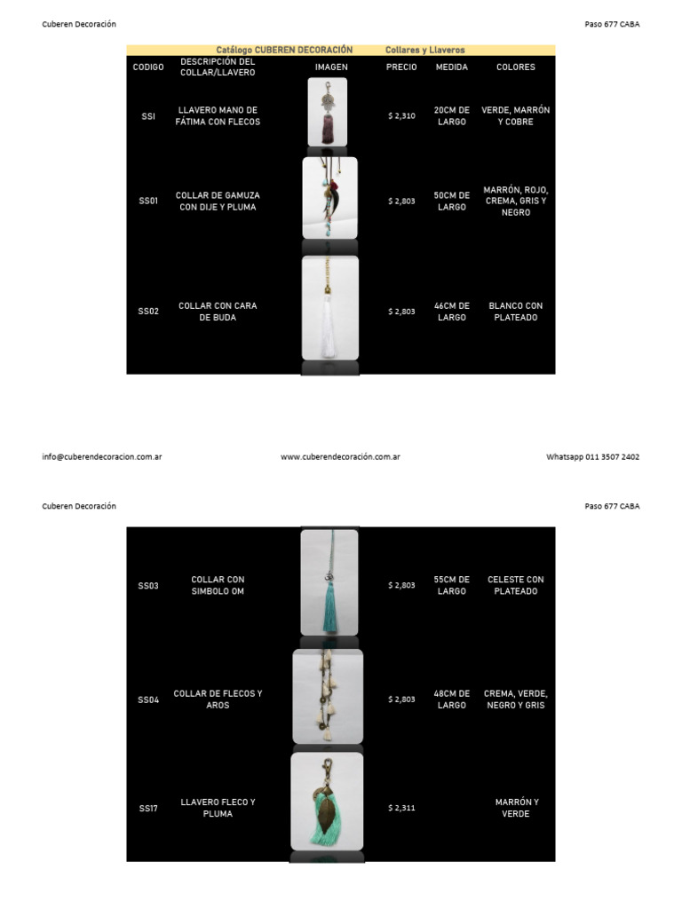 CATALOGO COLLARES Y LLAVEROS | PDF
